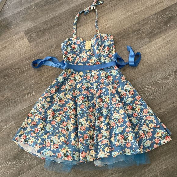 Lindy Bop | Dresses | Lindy Bop Womens Sz Medium Bonnie Blue Floral ...